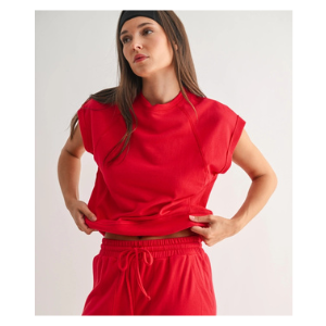 Offset French Terry Cap Sleeve Top | Southern Gray LLC